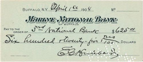 SIGNED AUTOGRAPHED ELBERT HUBBARD SIGNATURE 1904 BANK CHECK AUTOGRAPH ...
